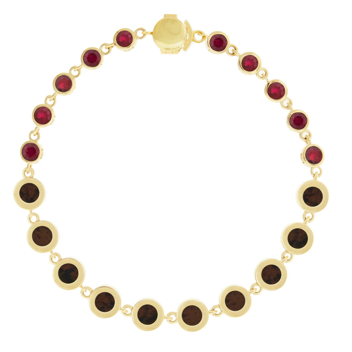 Ruby and Obsidian Mahogany Gemstone Gold Bracelet | LUIS MORAIS