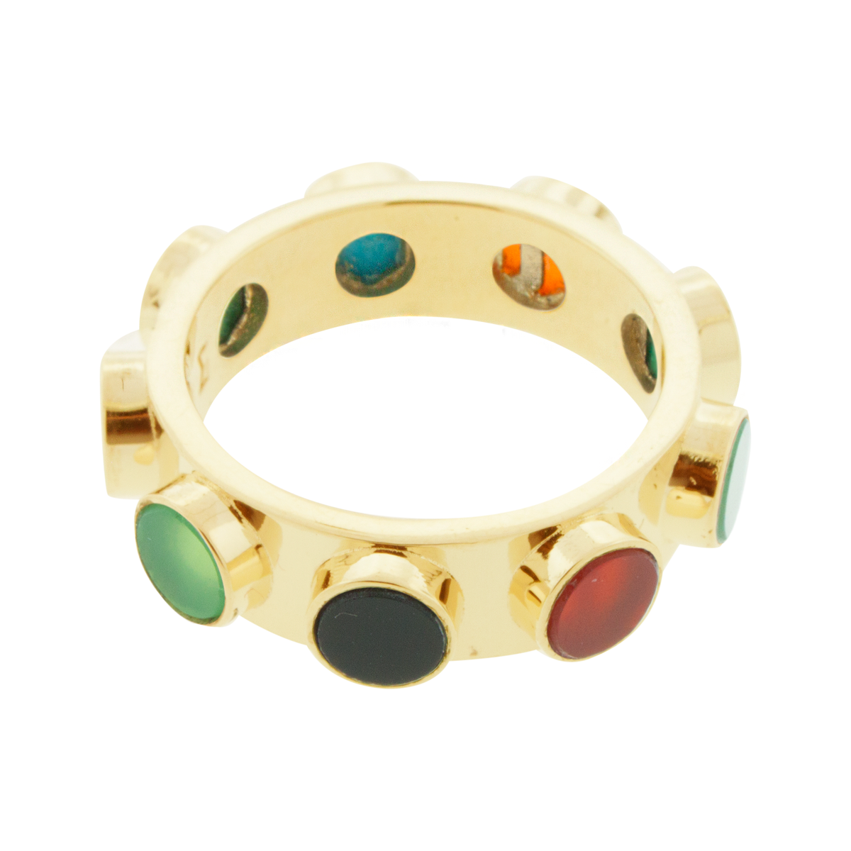 Multi Gemstone Circle Lego Ring | LUIS MORAIS