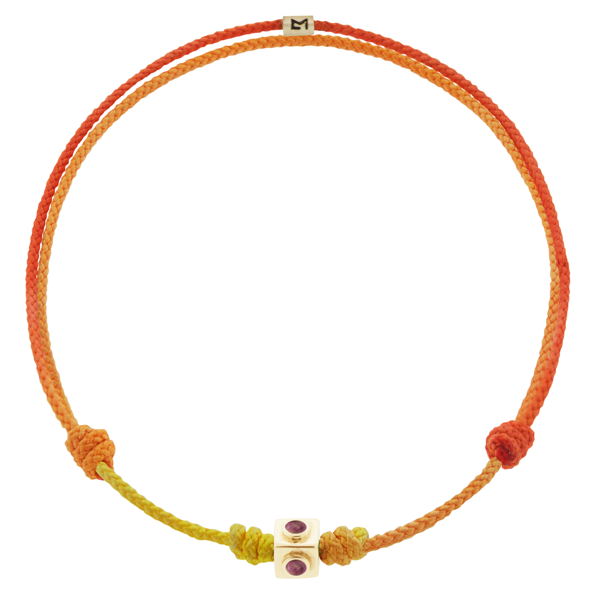 Small Gold Smokey Quartz Lego Cube on a Cord Bracelet | LUIS MORAIS