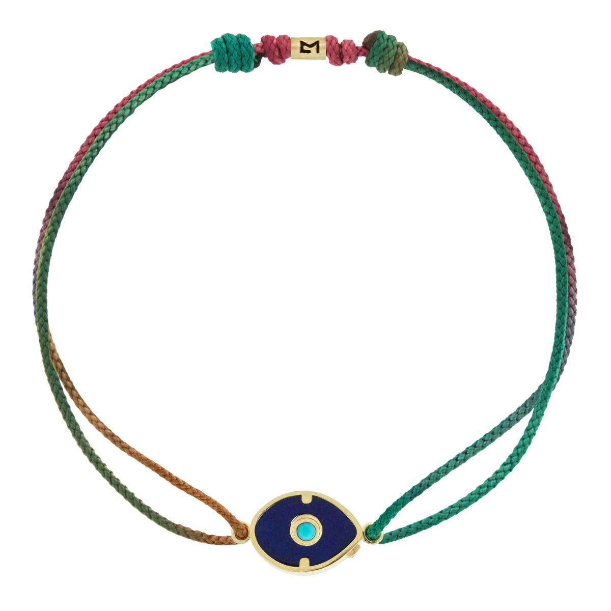 Lapis Eye with Turquoise Center on Cord Bracelet | LUIS MORAIS