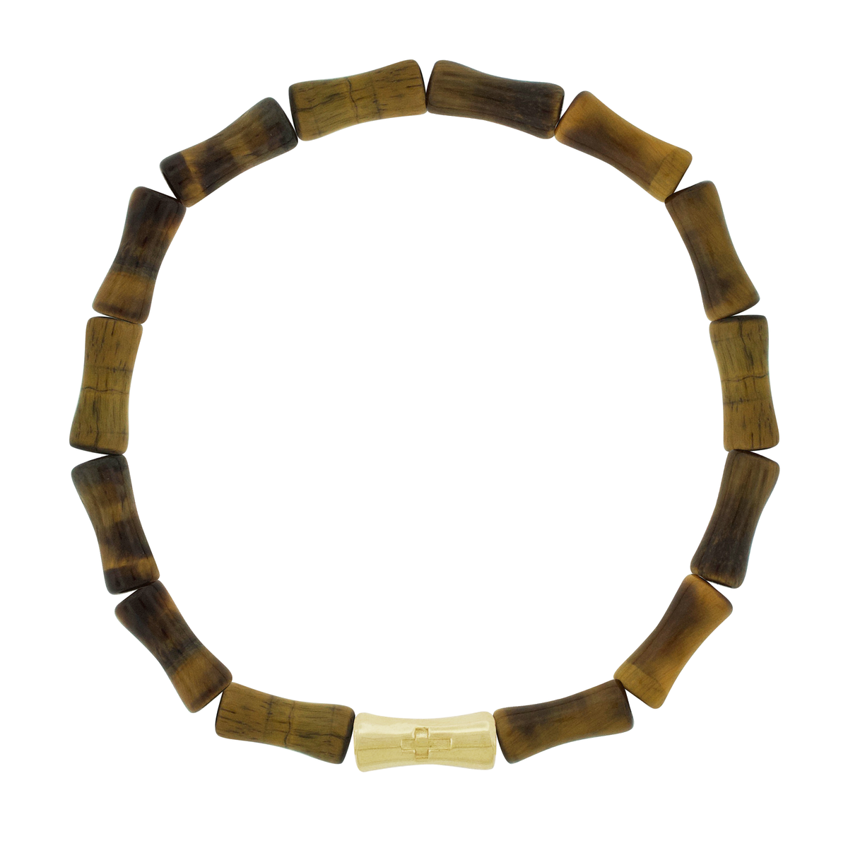 Sheath Tube with Recessed Cross Symbol on Tiger's Eye Bead Bracelet ...