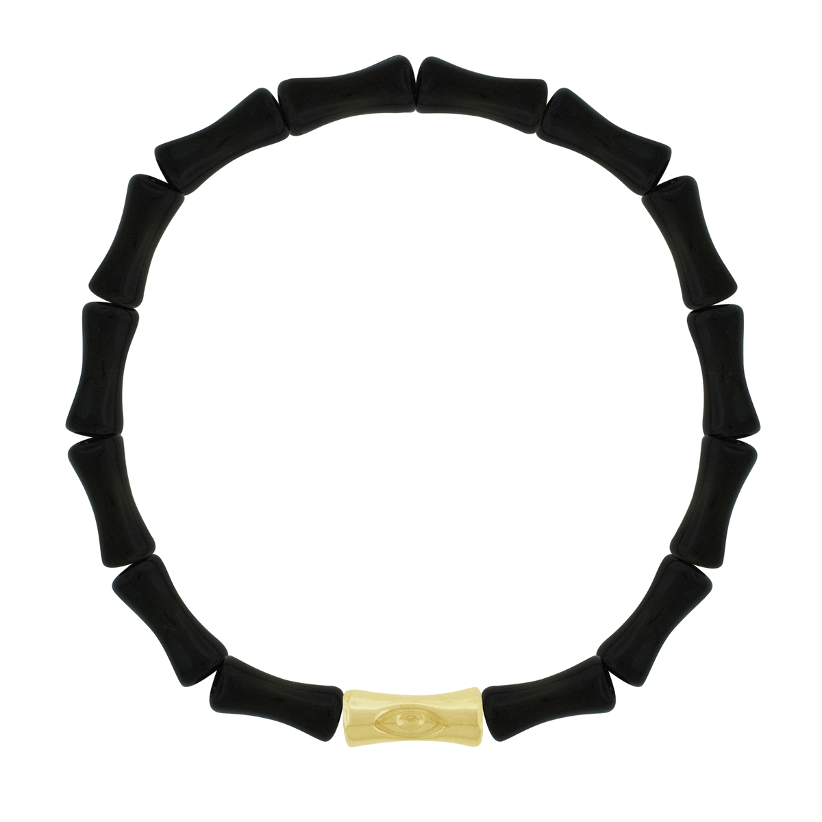 Sheath Tube with Recessed Eye Symbol on Onyx Bead Bracelet | LUIS MORAIS