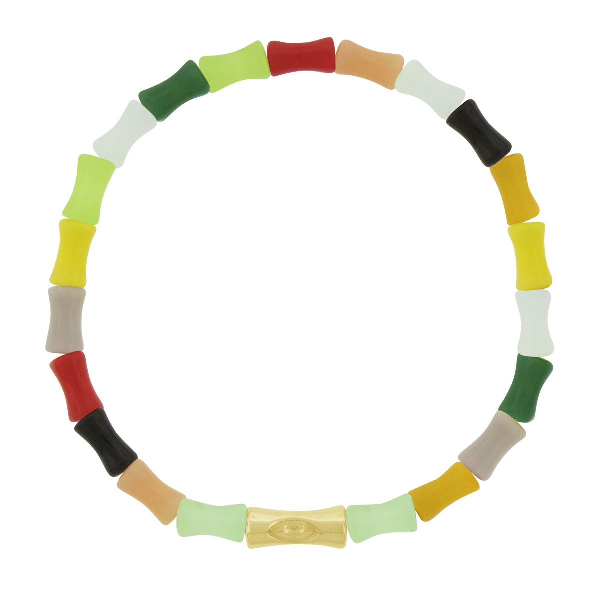 Sheath Tube with Recessed Eye Symbol on Glass Bead Bracelet | LUIS MORAIS