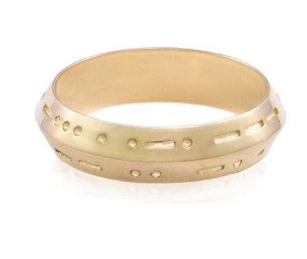 18K Yellow Gold Morse Code "Forever Mine" Ring | LUIS MORAIS